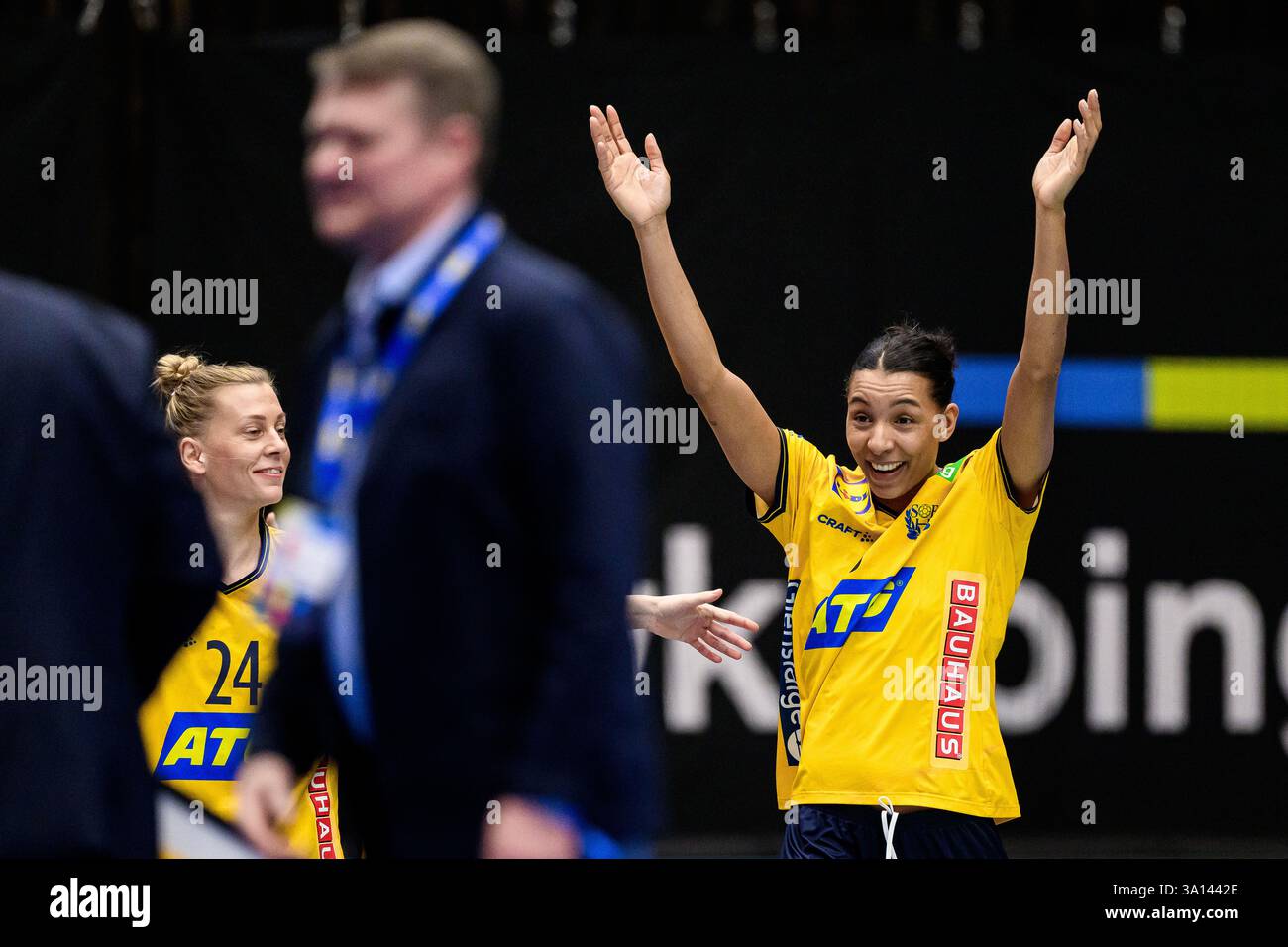 Jamina Roberts of, Sweden. , . is honored during the international ...