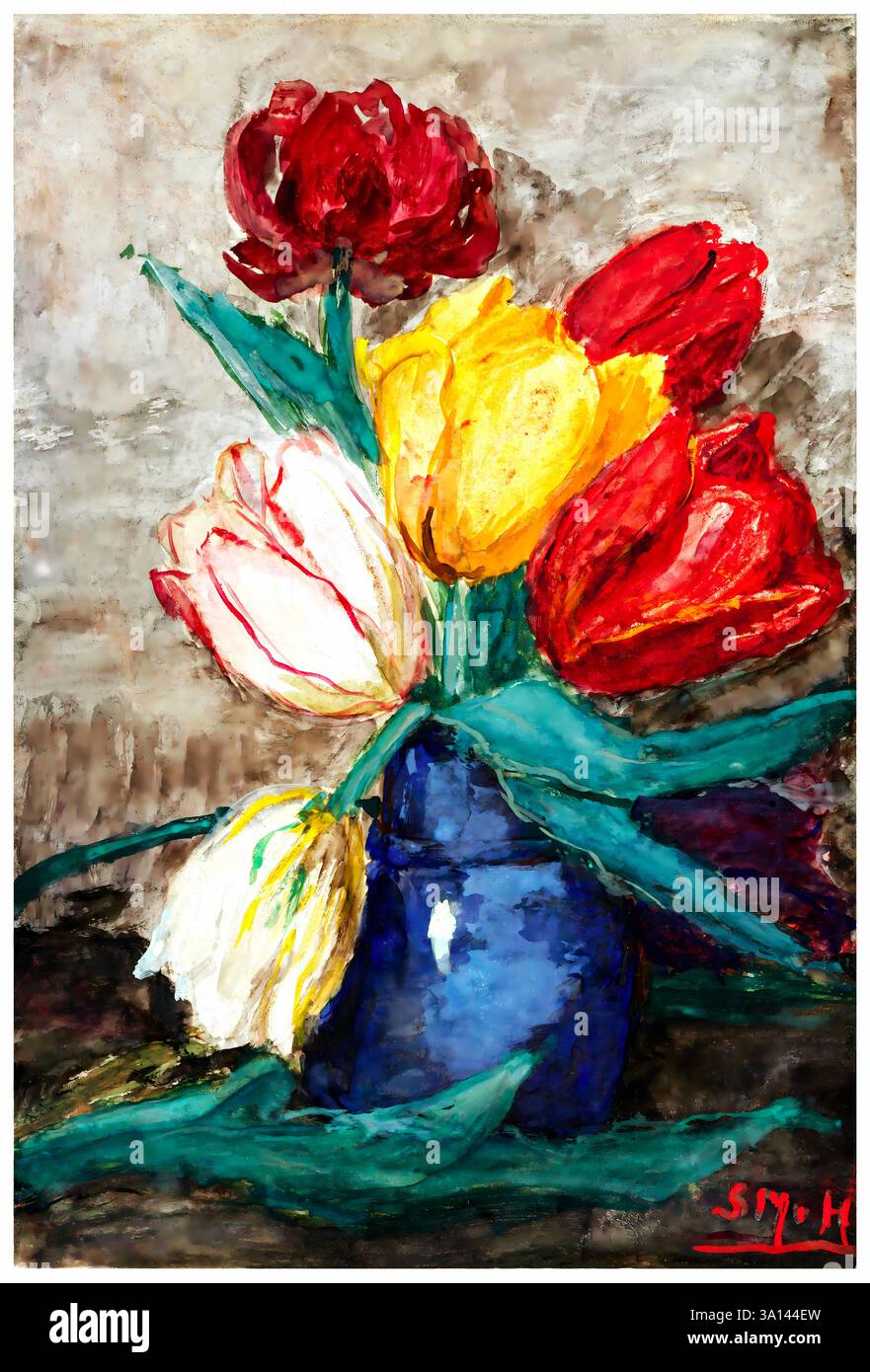 Tulips in a Vase by Sientje Mesdag-van Houten 19th Century Dutch Floral ...