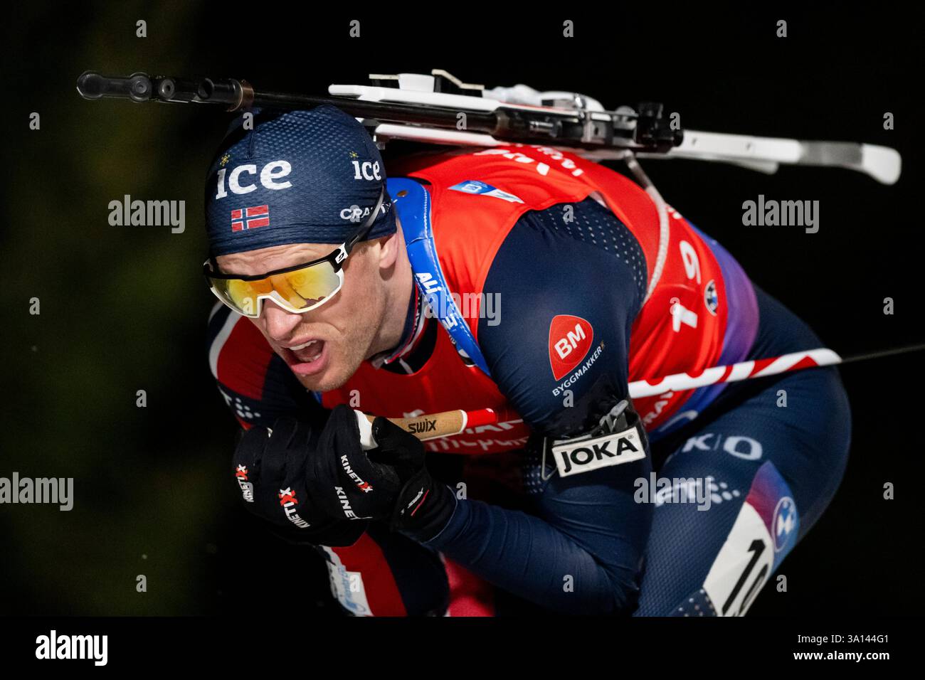 Tarjei Bo from Norway competes in men's 10 km sprint during the IBU ...