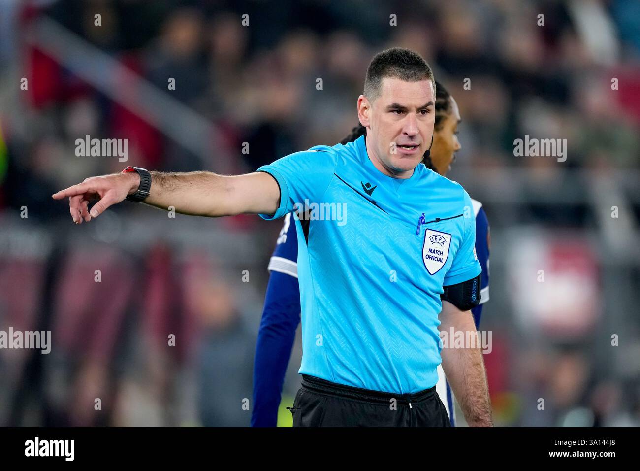 ALKMAAR, NETHERLANDS - MARCH 6: Referee Rade Obrenovic reacts during ...