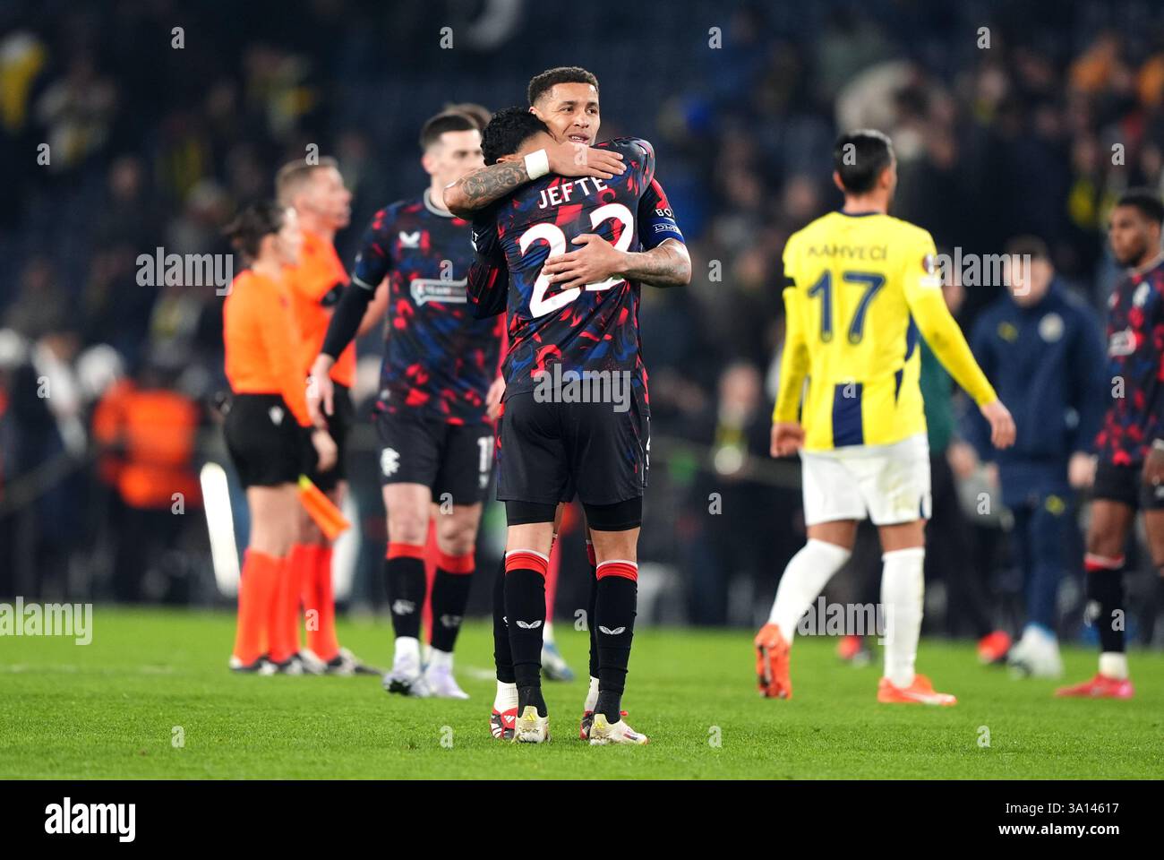 Rangers' James Tavernier and Vital Jefte following the UEFA Europa ...
