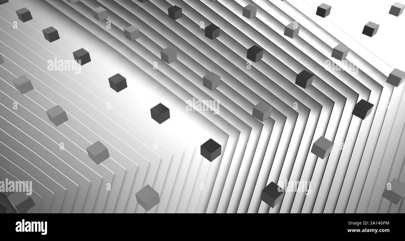 Image of black and white squares moving over on white background Stock ...