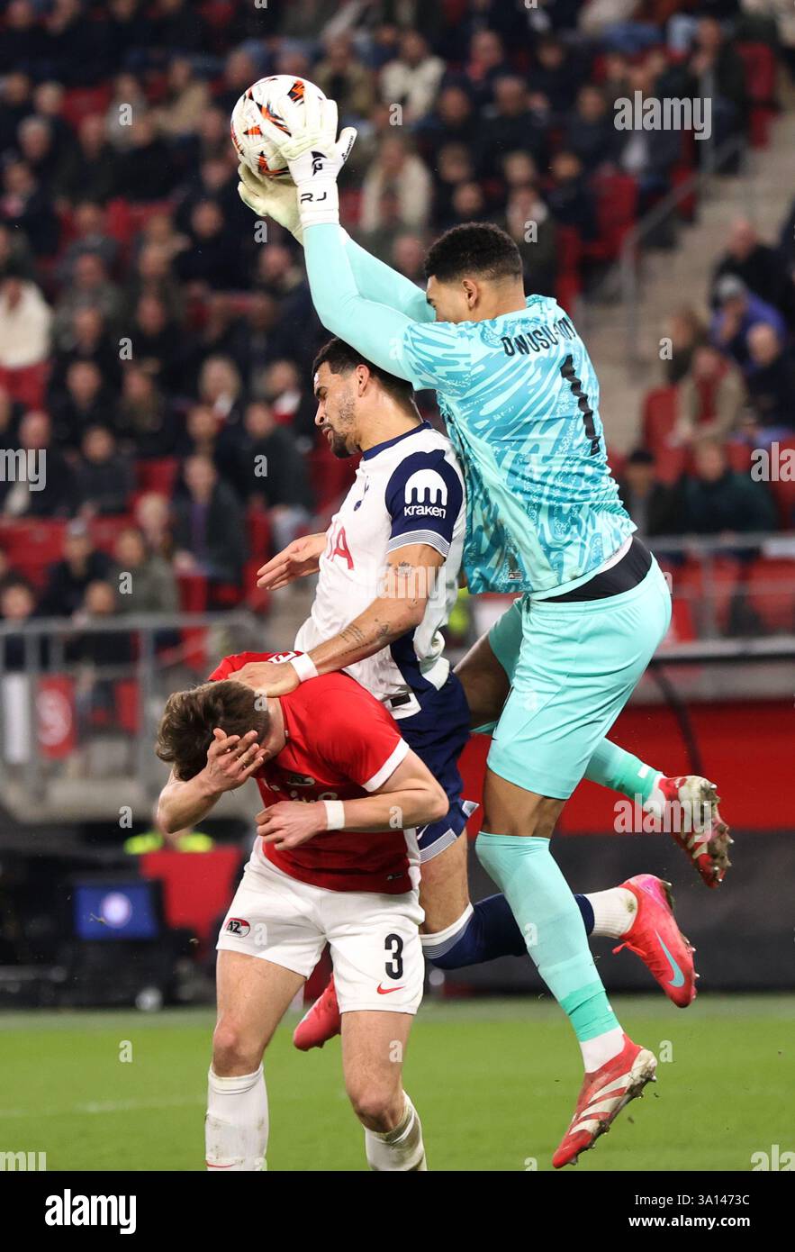AZ Alkmaar goalkeeper Rome Owuso-Oduro saves from Tottenham Hotspur's ...
