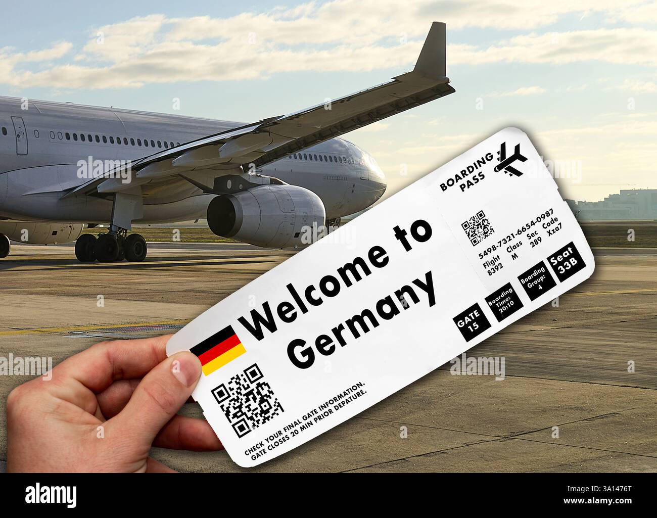 Bavaria, Germany - March 6, 2025: PHOTOMONTAGE, an airplane on the ...