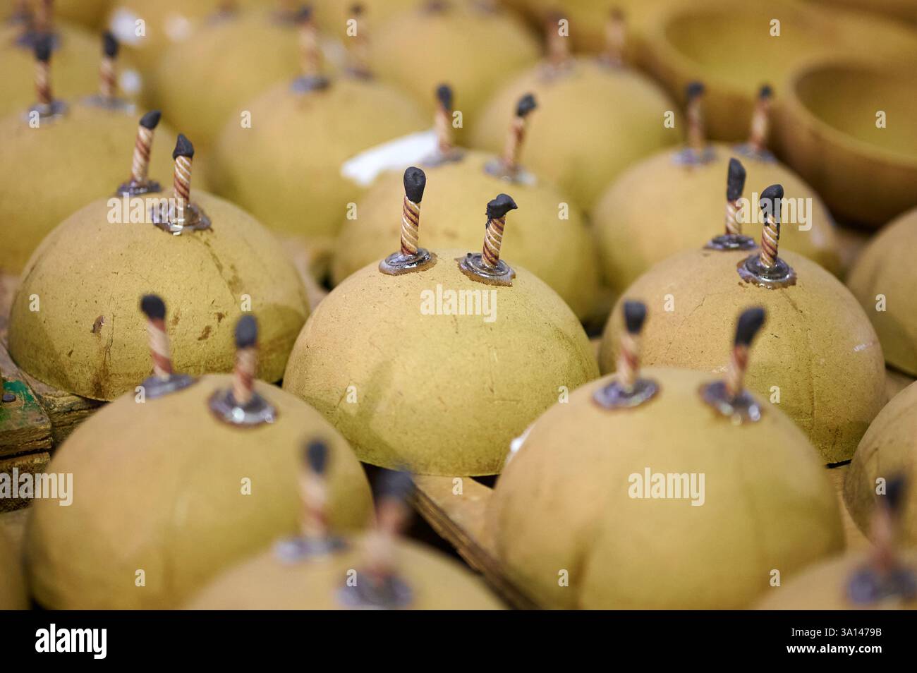 Creation of vibrant fireworks in a factory setting with meticulous ...