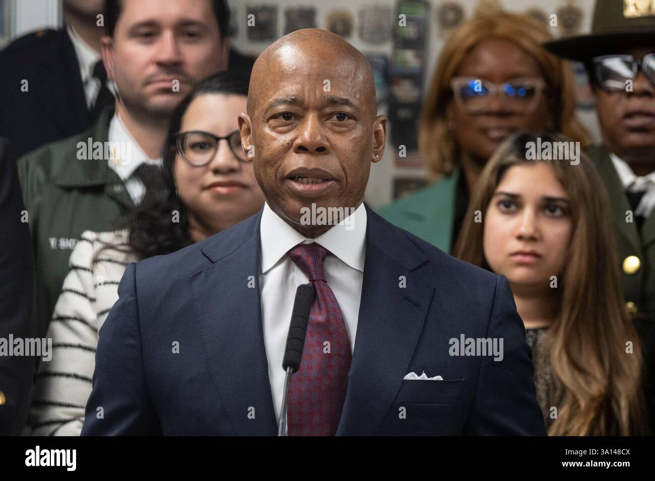 New York, USA. 06th Mar, 2025. Mayor Eric Adams speaks at NYPD 6th ...