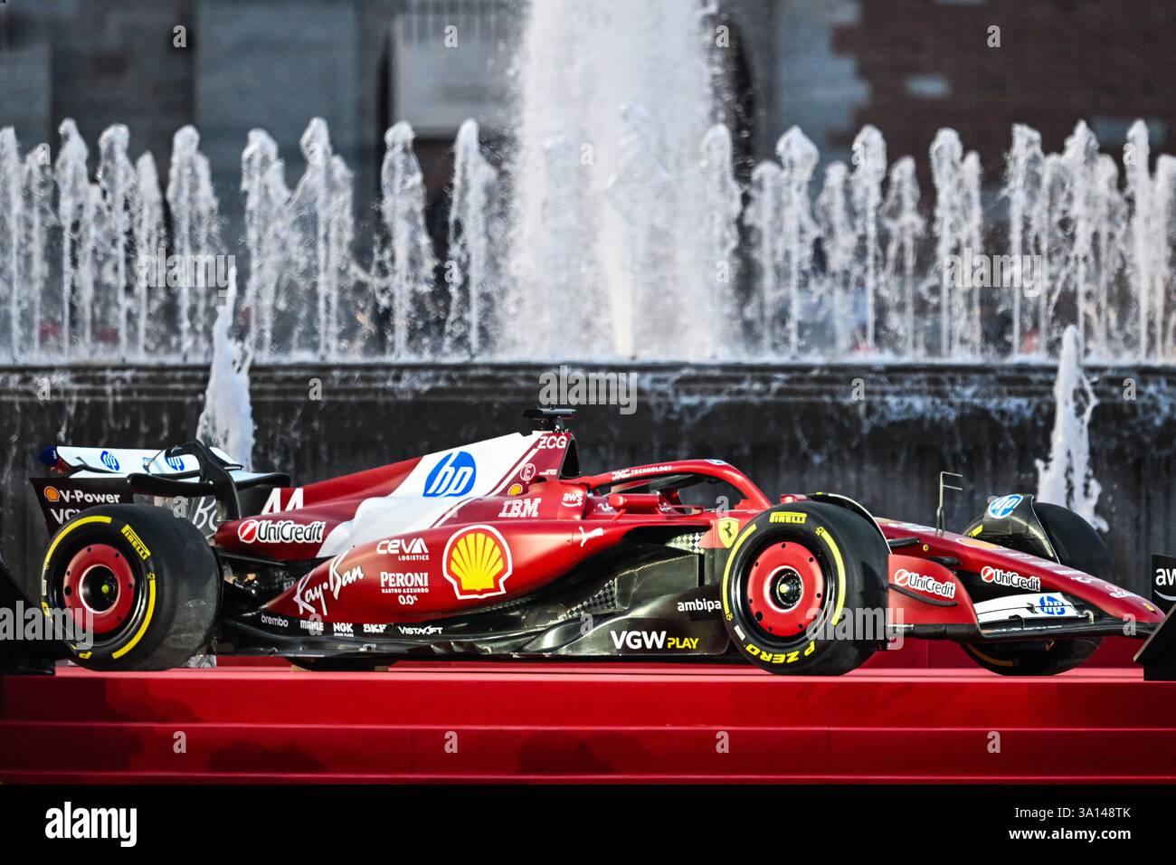 New Formula 1 car of Ferrari Formula One during Formula 1 drivers team ...