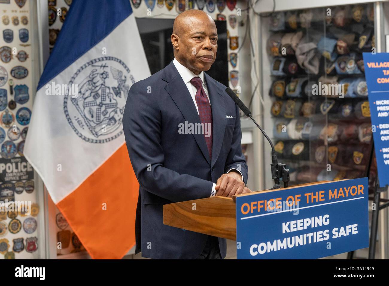 New York, New York, USA. 6th Mar, 2025. Mayor Eric Adams speaks at NYPD ...