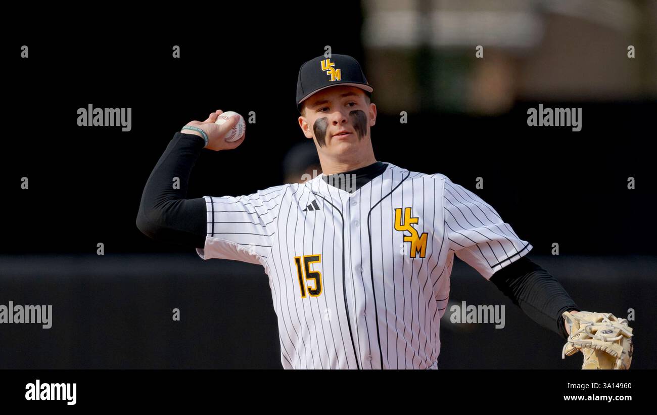 Southern Mississippi infielder Drey Barrett (15) throws during an NCAA ...