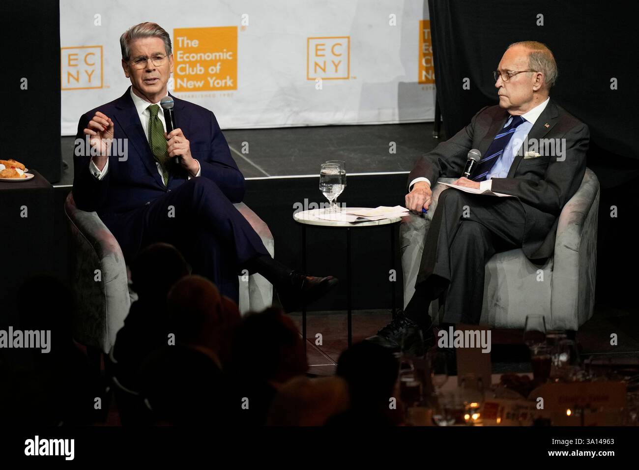 Scott Bessent, United States Secretary of the Treasury, left, speaks ...