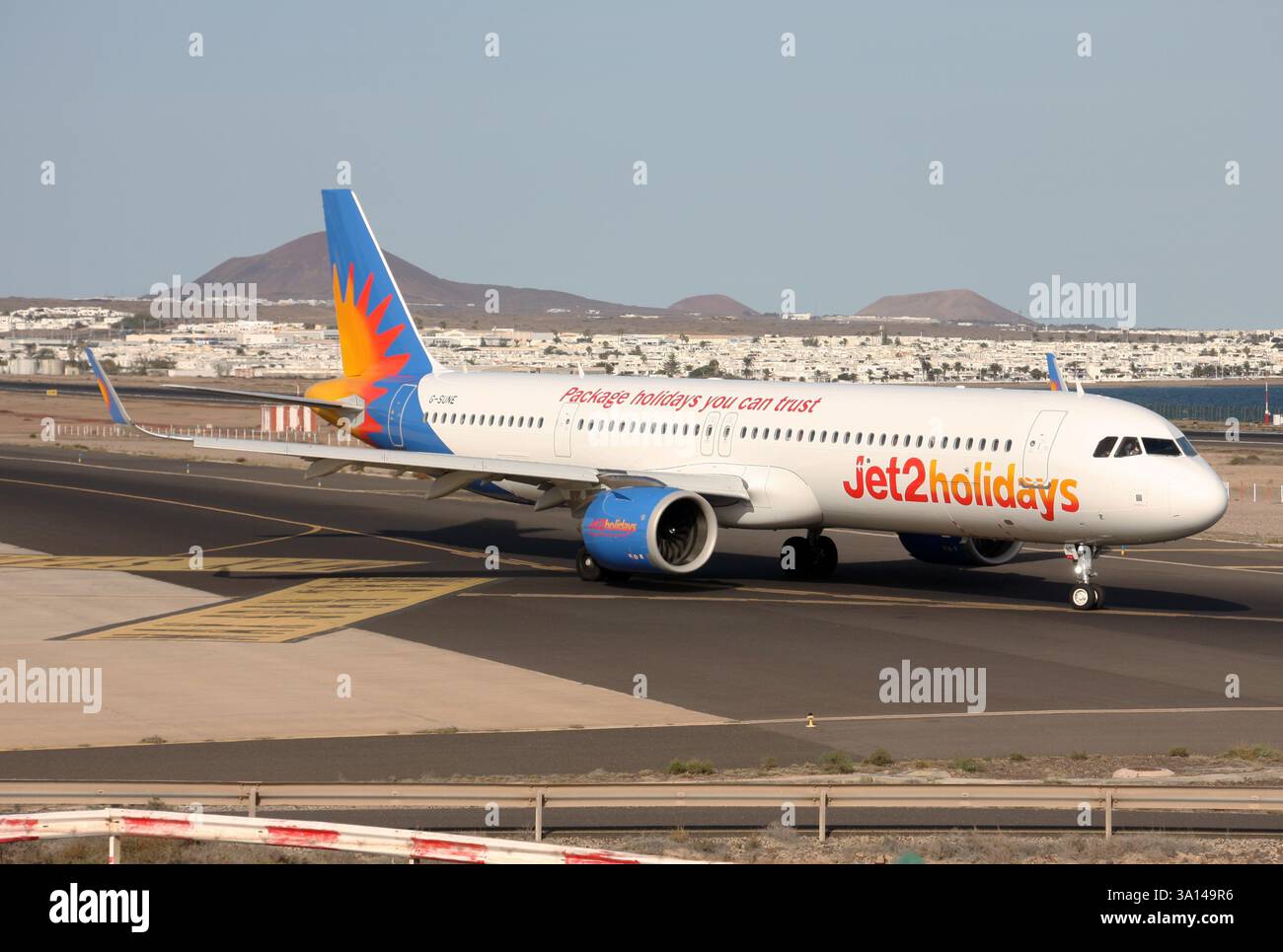 An Airbus A321Neo of Jet2 in a Jet2 Holidays livery waits to depart ...