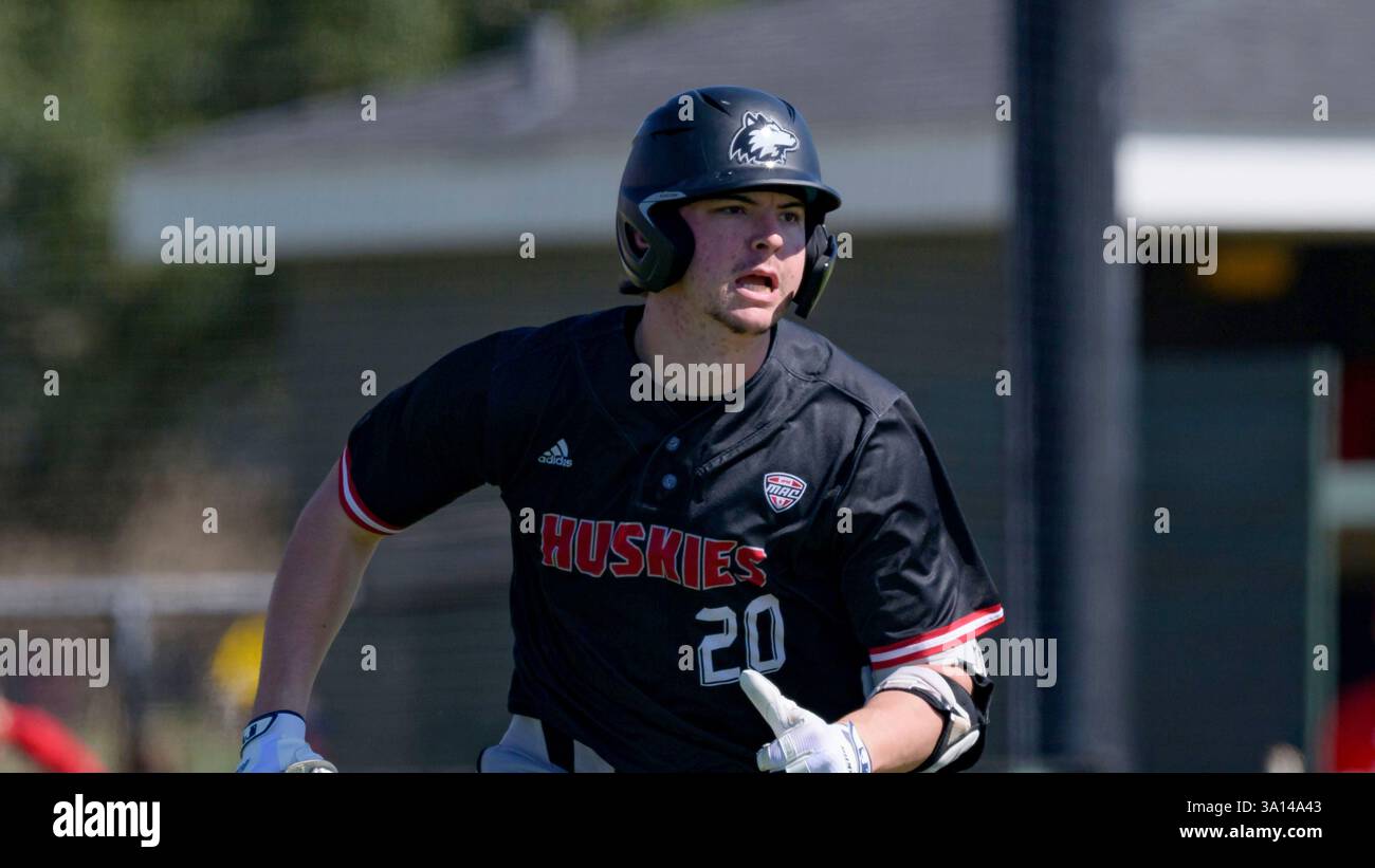 Northern Illinois infielder Ryan Birr (20) runs during an NCAA baseball ...