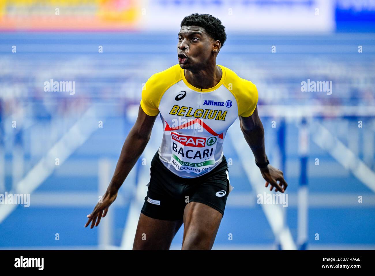 Belgian athlete Elie Bacari pictured in action during the men's 60m ...