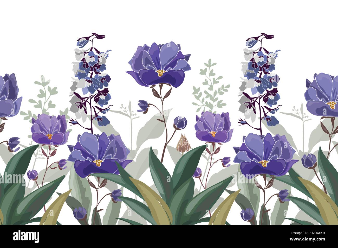 Larkspur border Stock Vector Images - Alamy