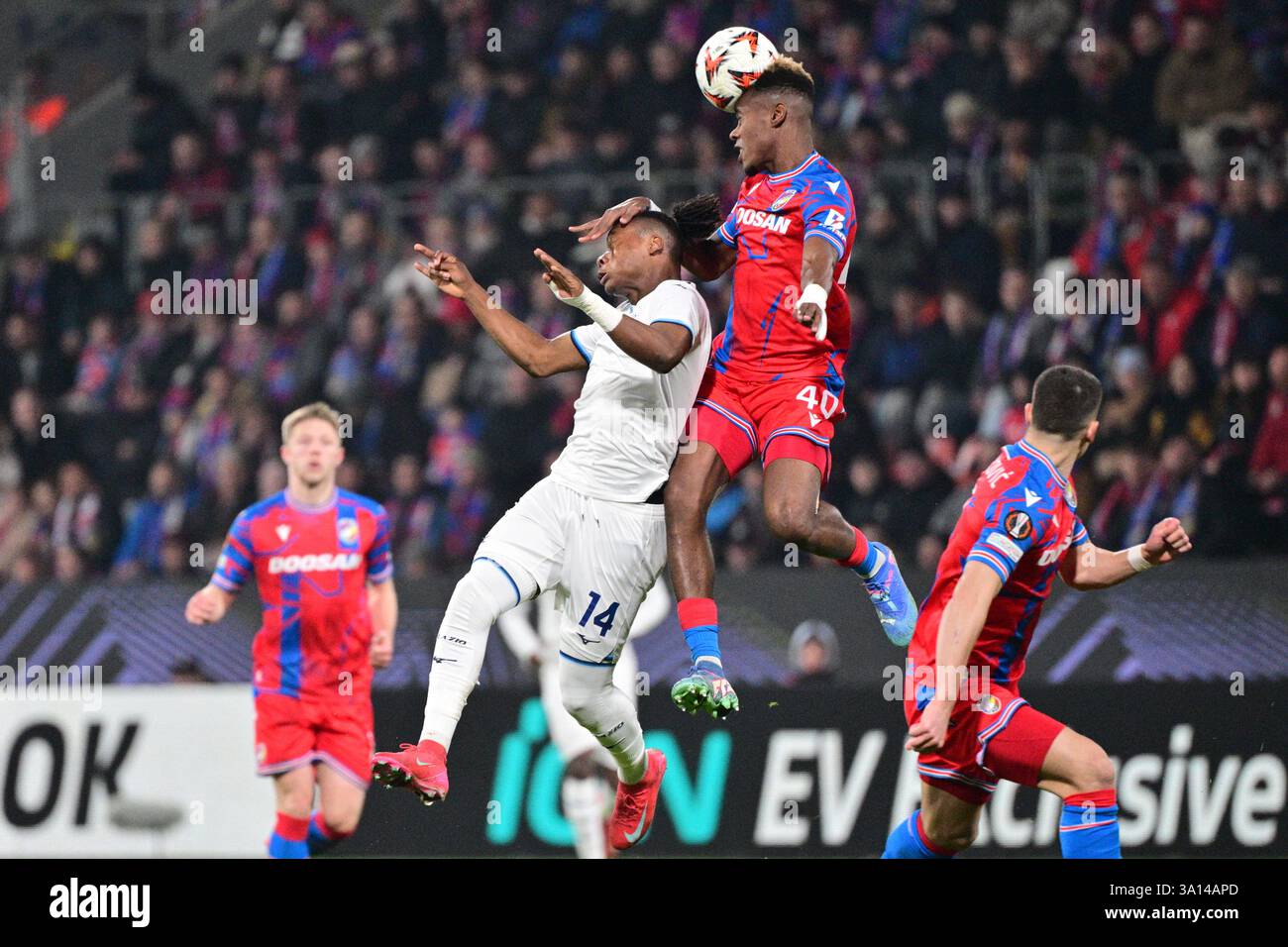 Pilsen, Czech Republic. 06th Mar, 2025. L-R Tijjani Noslin (Lazio) and ...