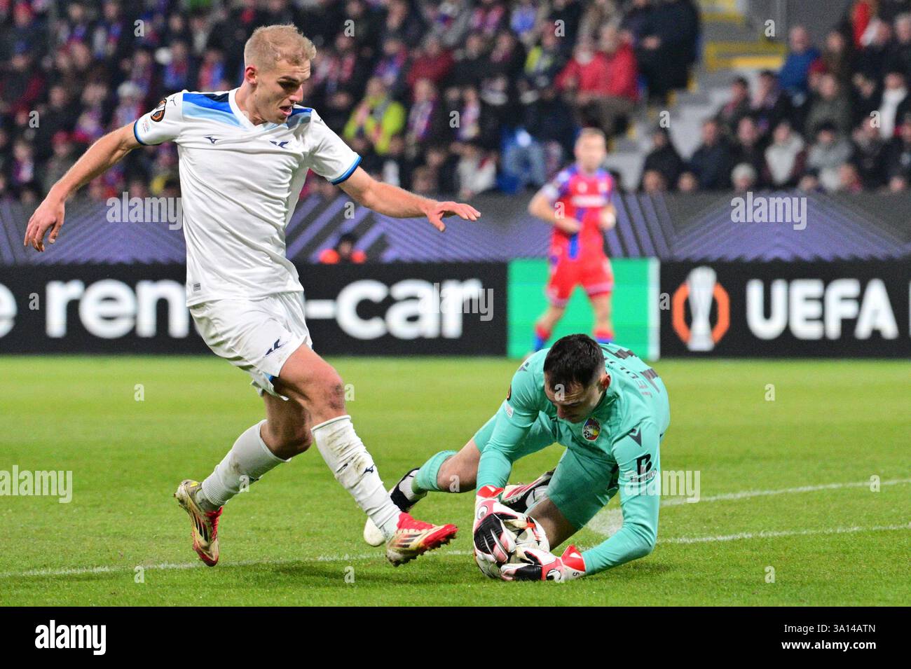 Pilsen, Czech Republic. 06th Mar, 2025. L-R Gustav Isaksen (Lazio) and ...