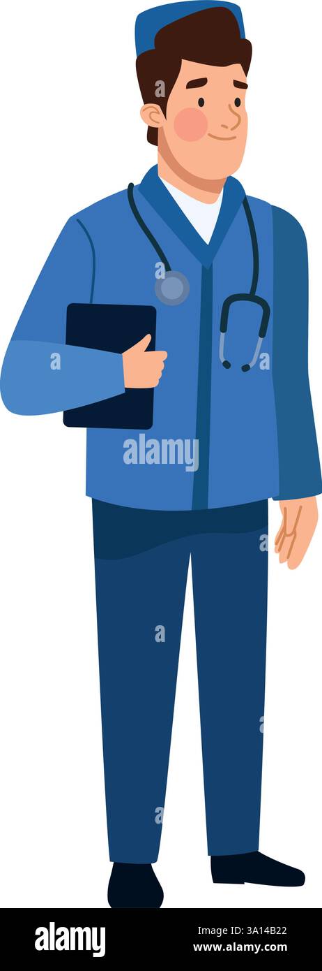 Male medical student stethoscope Stock Vector Images - Alamy