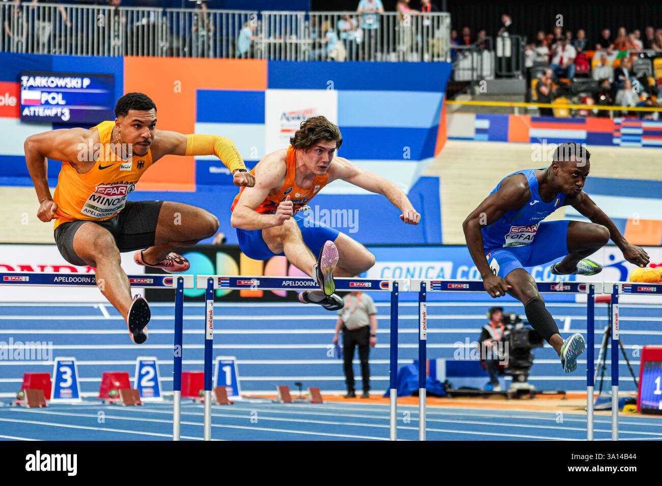 APELDOORN, NETHERLANDS - MARCH 6: Gregory Minoue of Germany, Joas van ...