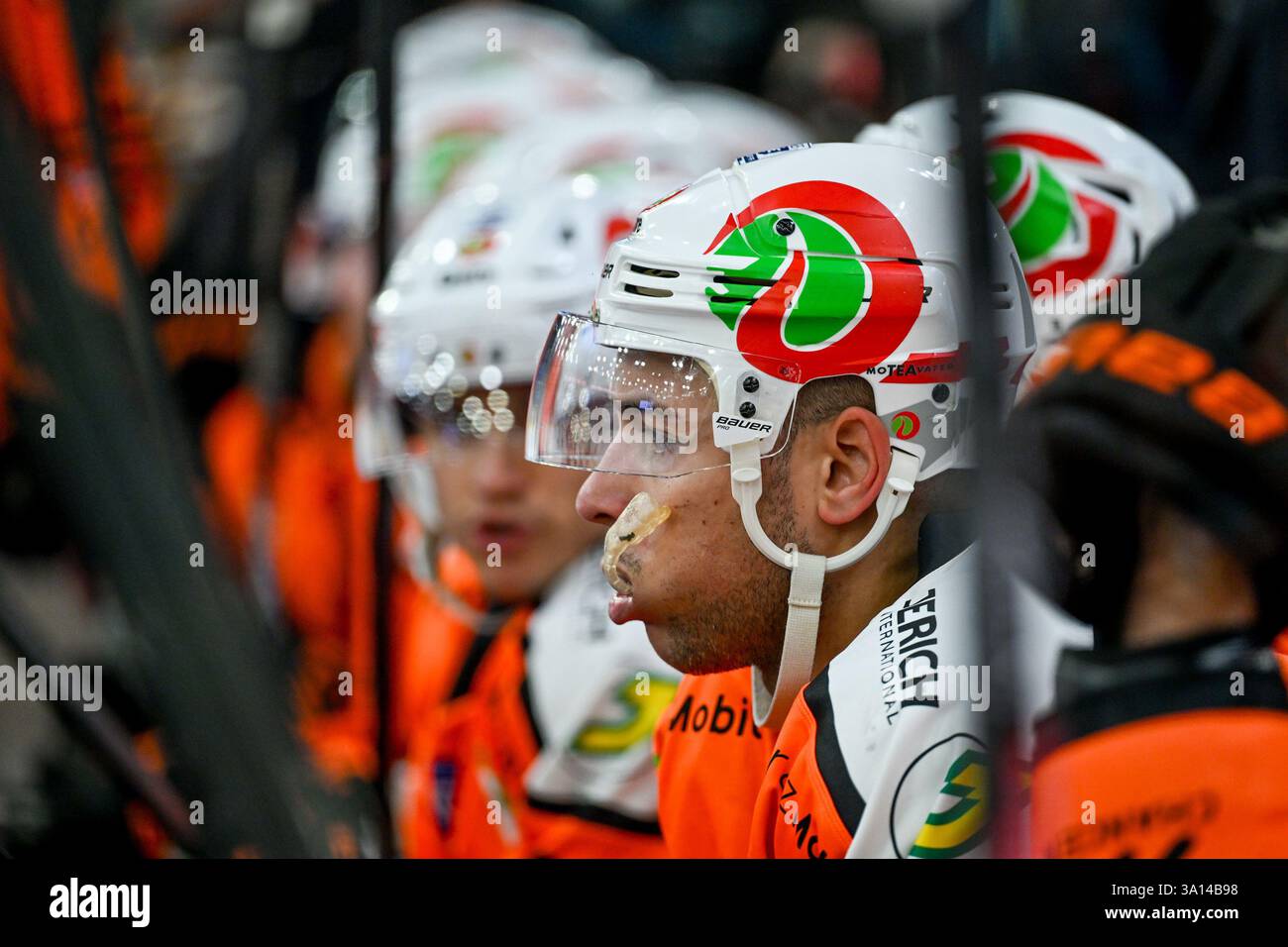 LINZ, AUSTRIA -MARCH 6: Stephen Harper of Graz 99ers during the win2day ICE Hockey League Match ...
