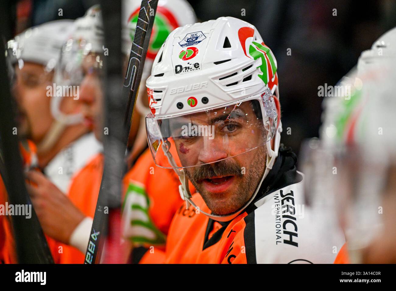 LINZ, AUSTRIA -MARCH 6: Michael Schiechl of Graz 99ers during the win2day ICE Hockey League ...