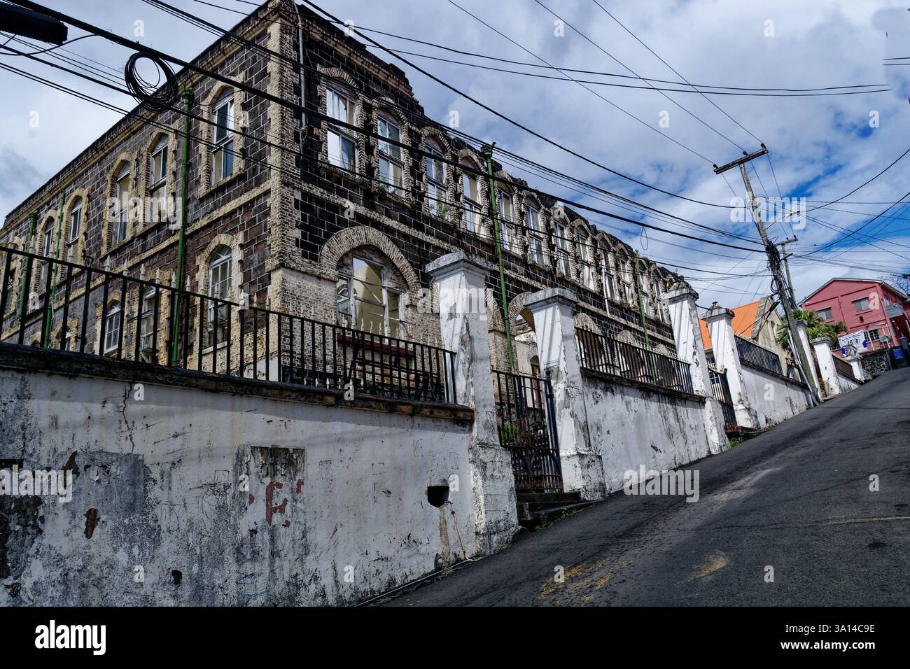 Granada - St George's building - left a shell after the hurricane Stock ...