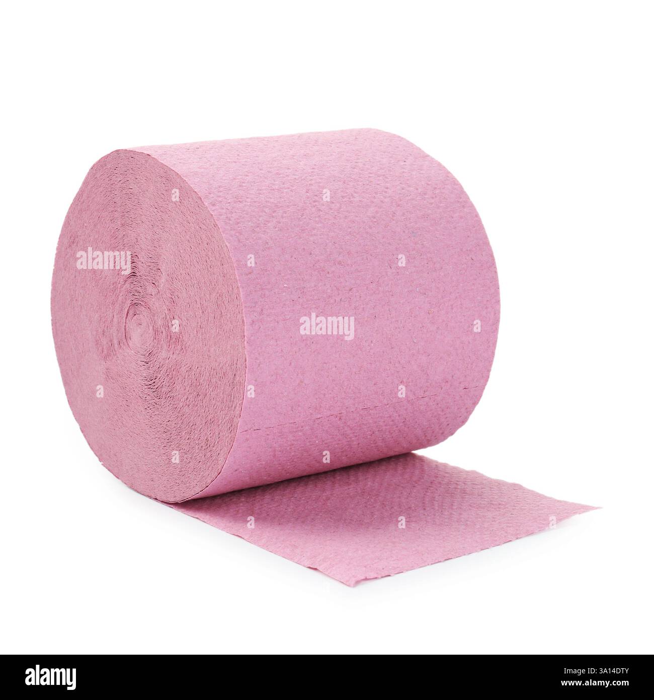 One pink toilet paper roll isolated on white Stock Photo - Alamy