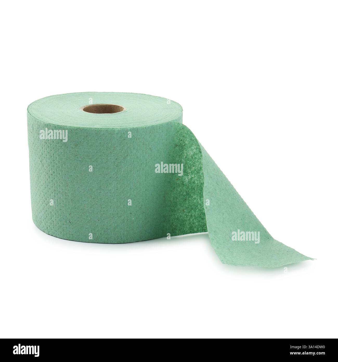 One green toilet paper roll isolated on white Stock Photo - Alamy