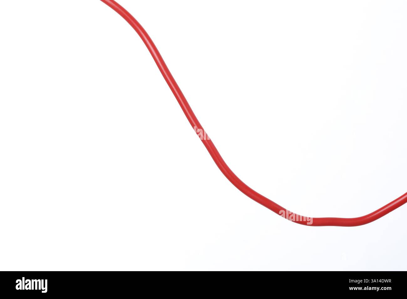 One red electrical wire on white background Stock Photo - Alamy