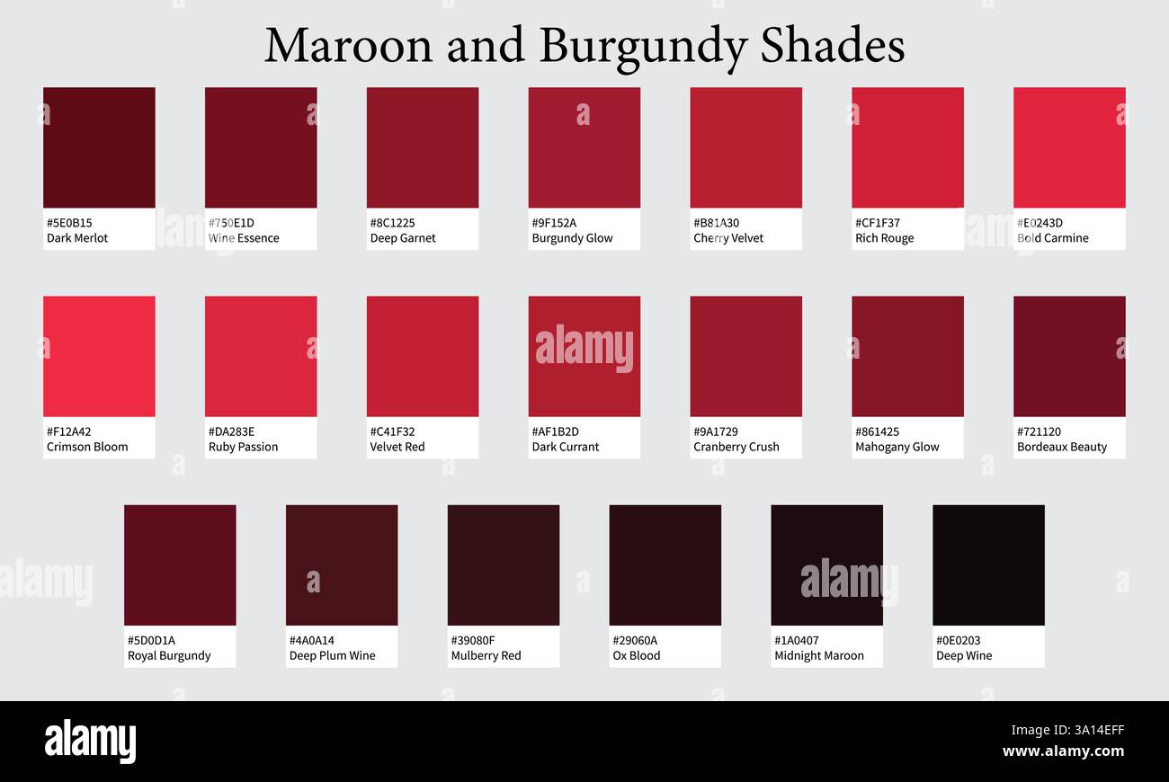 Color Palette 20 Shades of Maroon and Burgundy - Rich, Elegant, Wine ... Color Palette 20 Shades of Maroon and Burgundy - Rich, Elegant, Wine ...