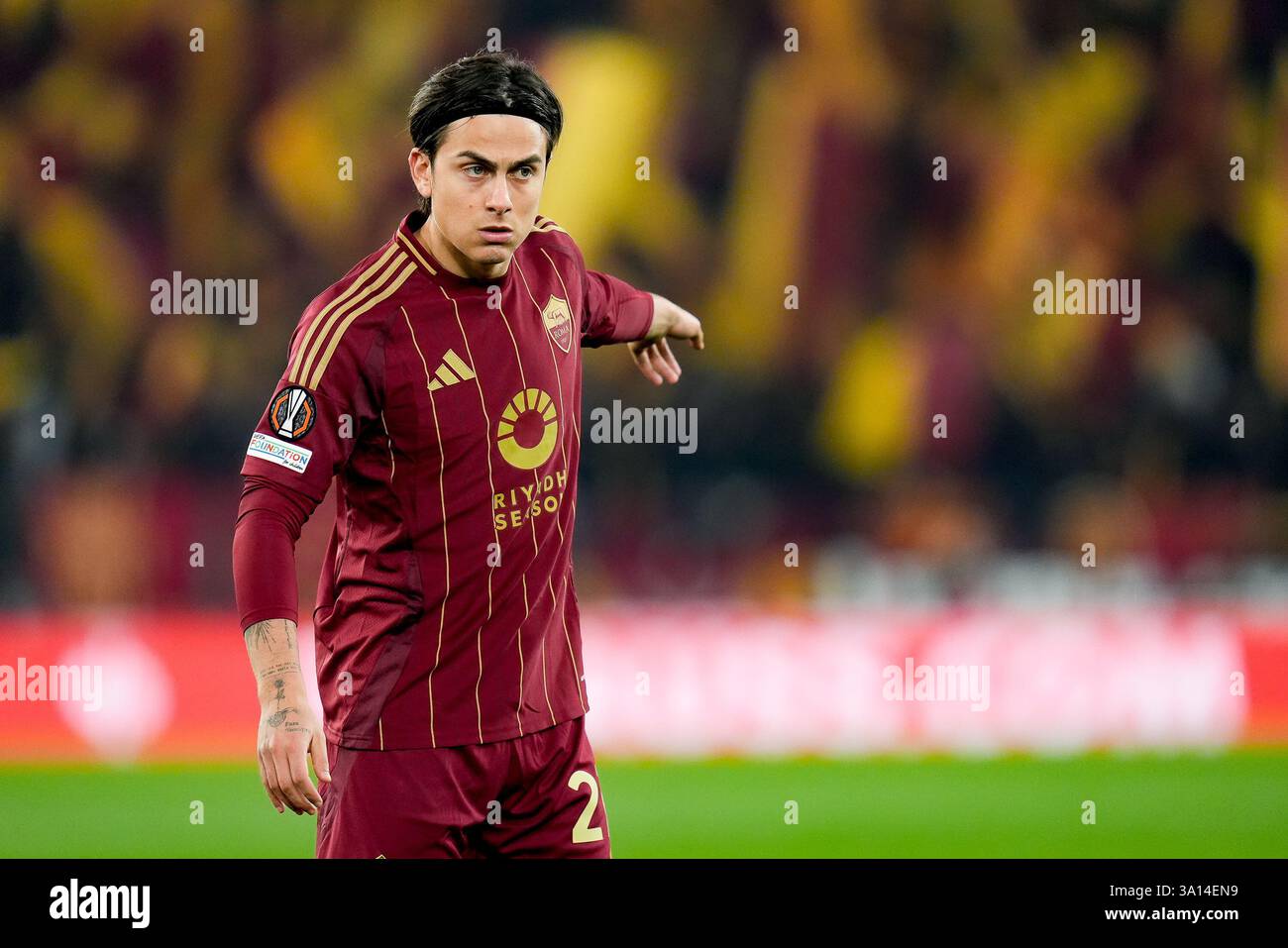 Rome, Italy. 06th Mar, 2025. Paulo Dybala of AS Roma gestures during ...