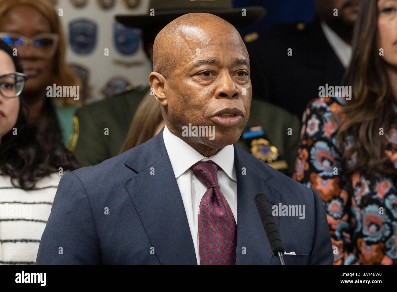 New York, United States. 06th Mar, 2025. Mayor Eric Adams speaks at ...