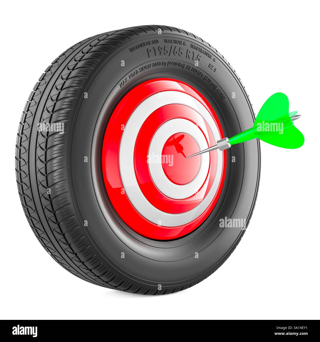 Car wheel with target and arrow inside, 3D rendering isolated on white ...