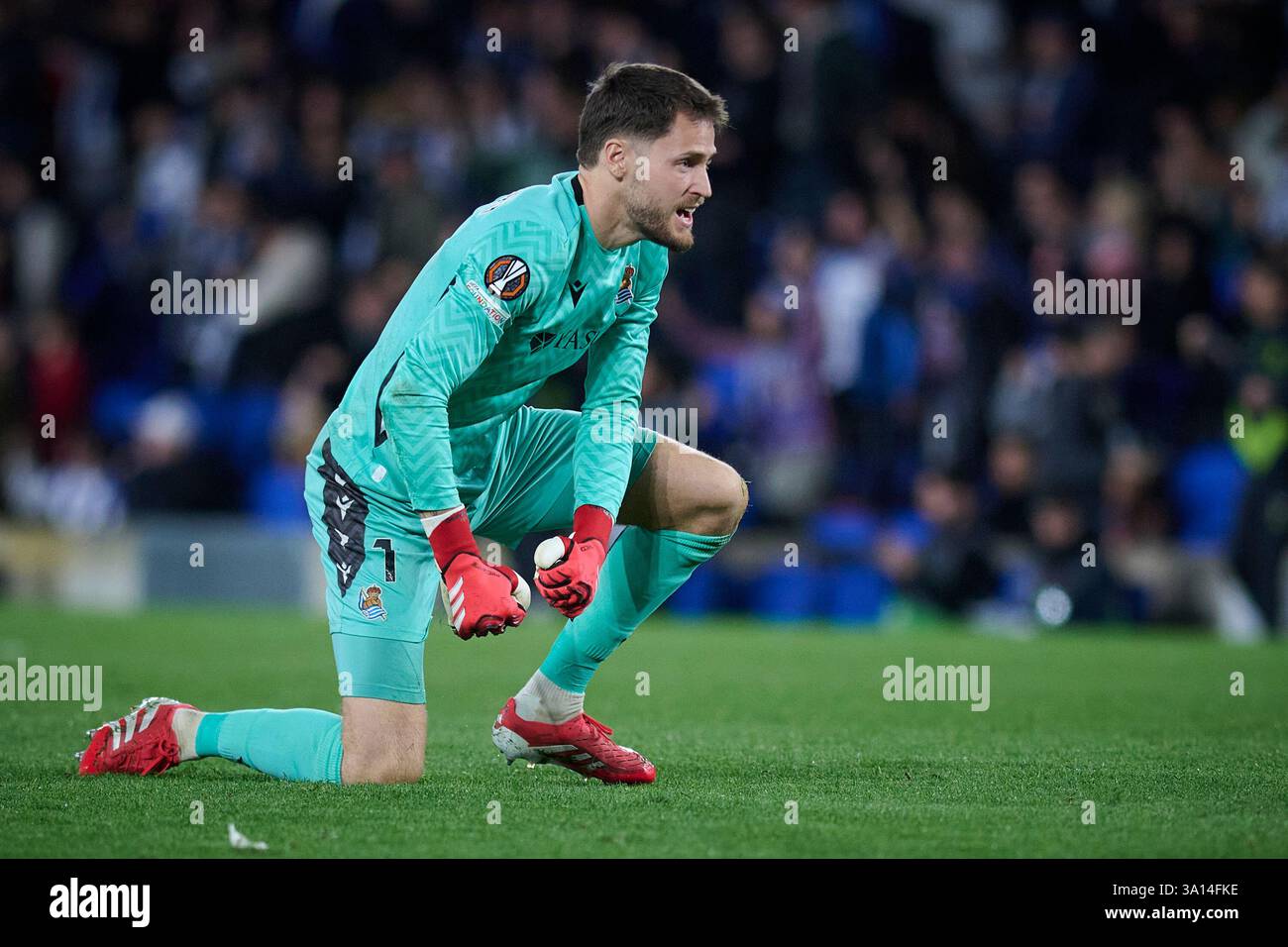 Madrid, Spain. 06th Mar, 2025. Real Sociedad's Alex Remiro celebrates a ...