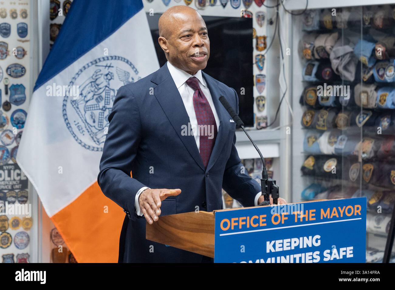 New York, New York, USA. 6th Mar, 2025. Mayor Eric Adams speaks at NYPD ...