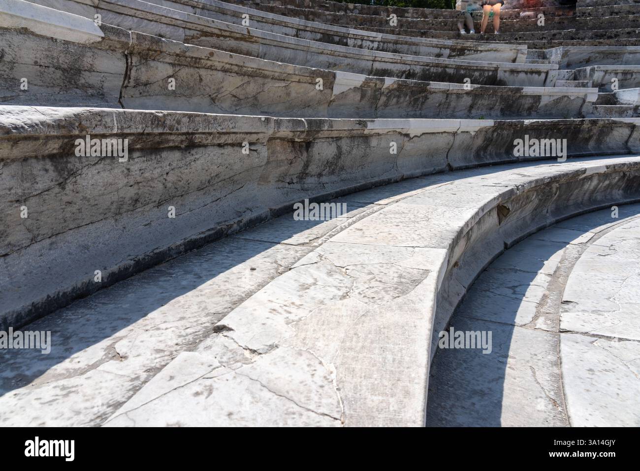 Kos Greece - August 23 2024; Leading curving lines of seating in Roman ...