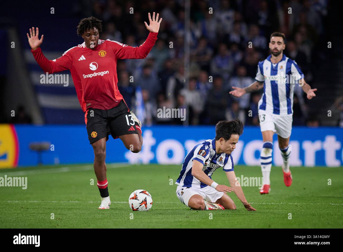 Madrid, Spain. 06th Mar, 2025. Real Sociedad's Take Kubo (r) defected ...