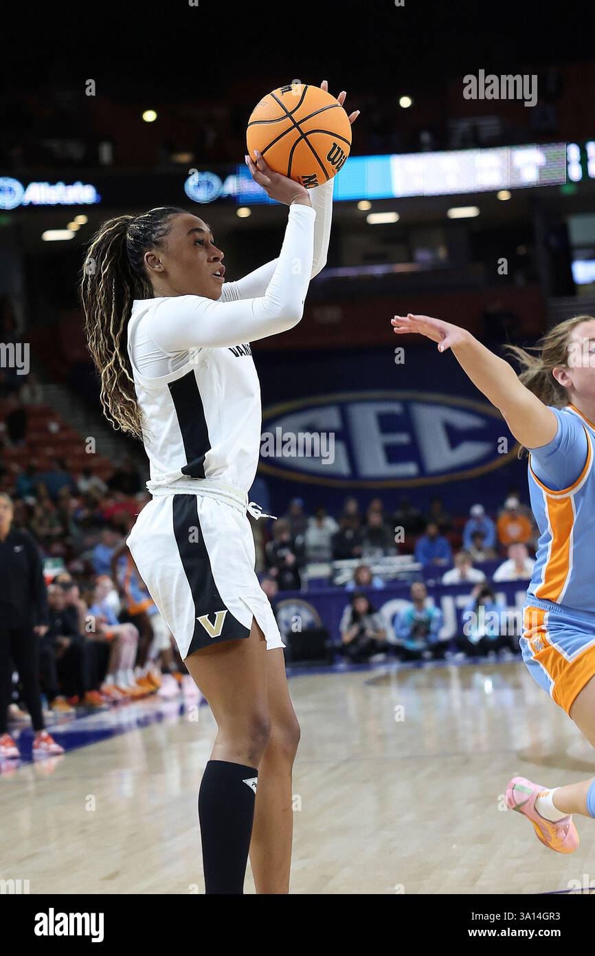 GREENVILLE, SC - MARCH 06: Vanderbilt Commodores guard Mikayla Blakes (1) takes a shot from the ...