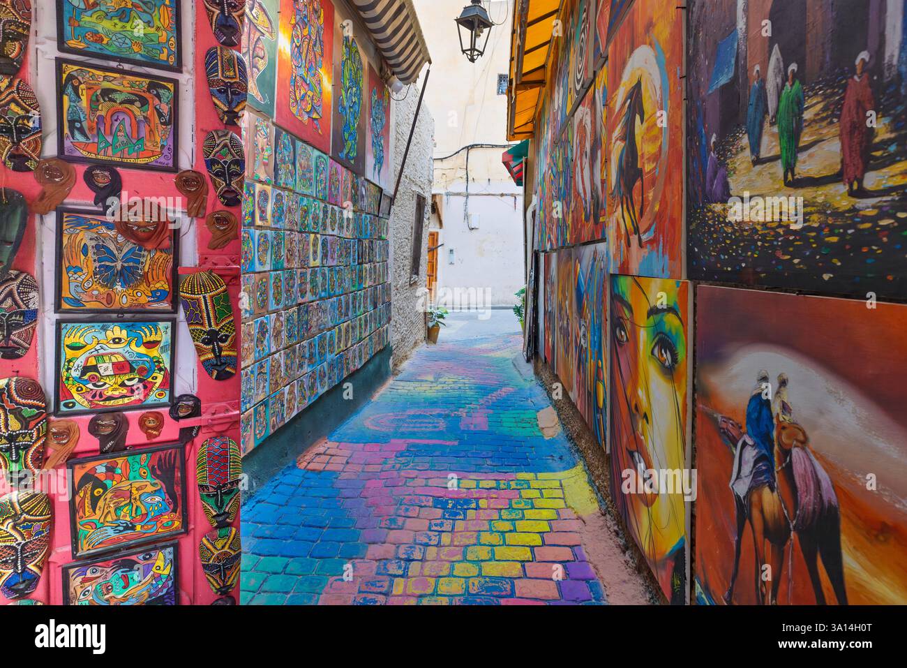 The Rainbow Street Art alley in Fes Medina, Morocco, is bursting with ...