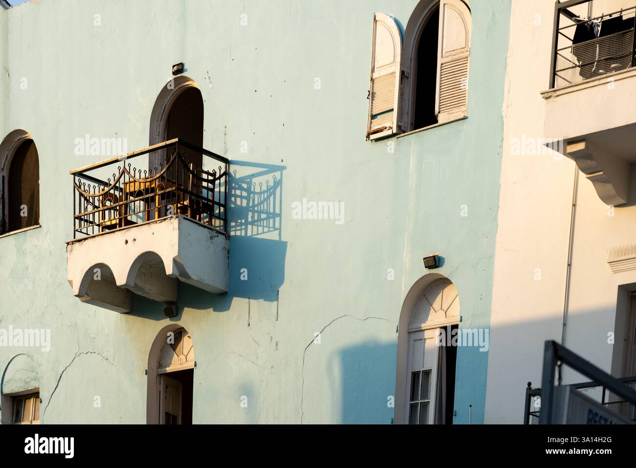 Typically European residential apartments exterior wall with window ...