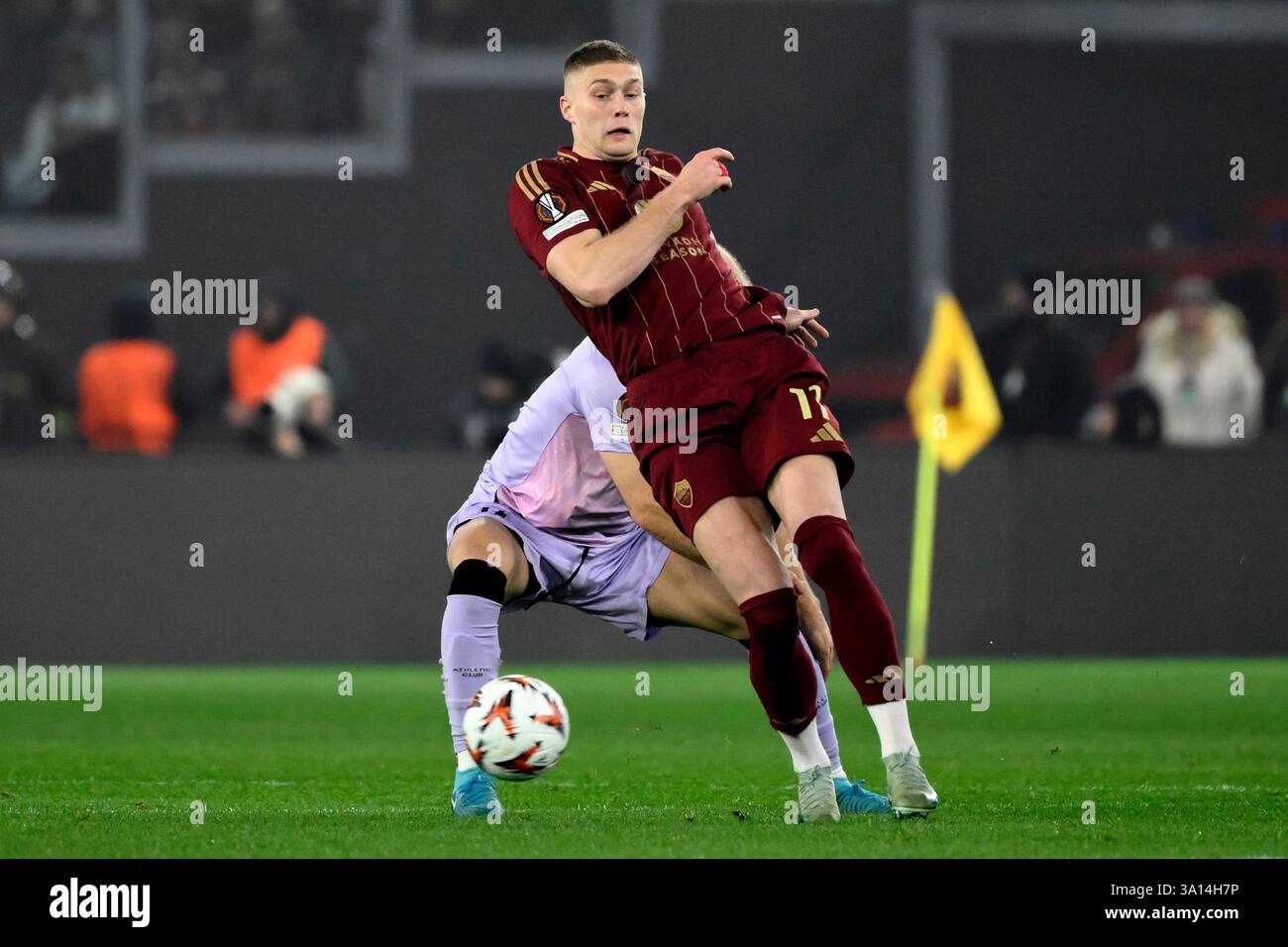 Artem Dovbyk of AS Roma in action during the Europa League round of 16 ...