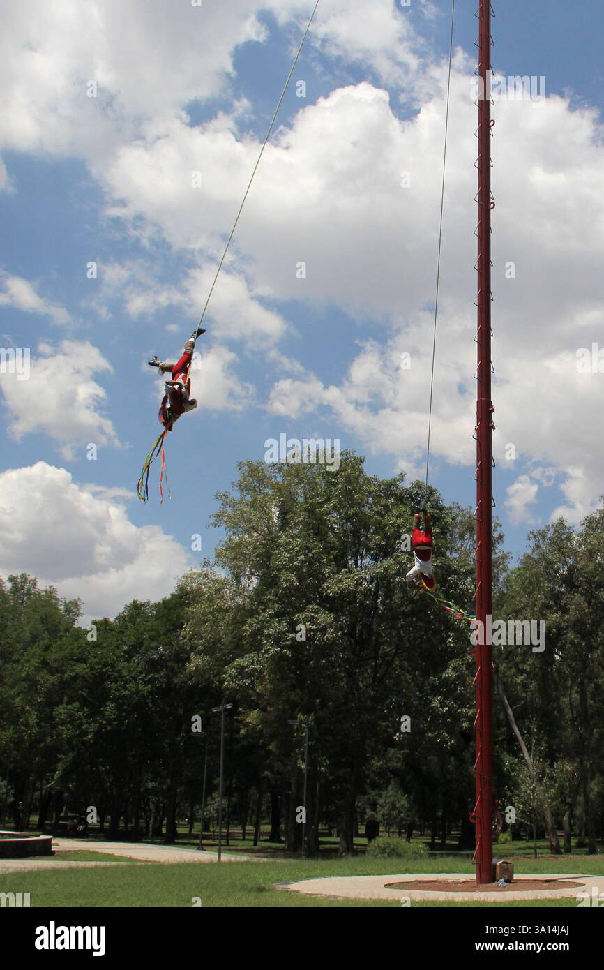 Mexico City, Mexico - Aug 2 2023: Voladores de Papantla are a group of ...