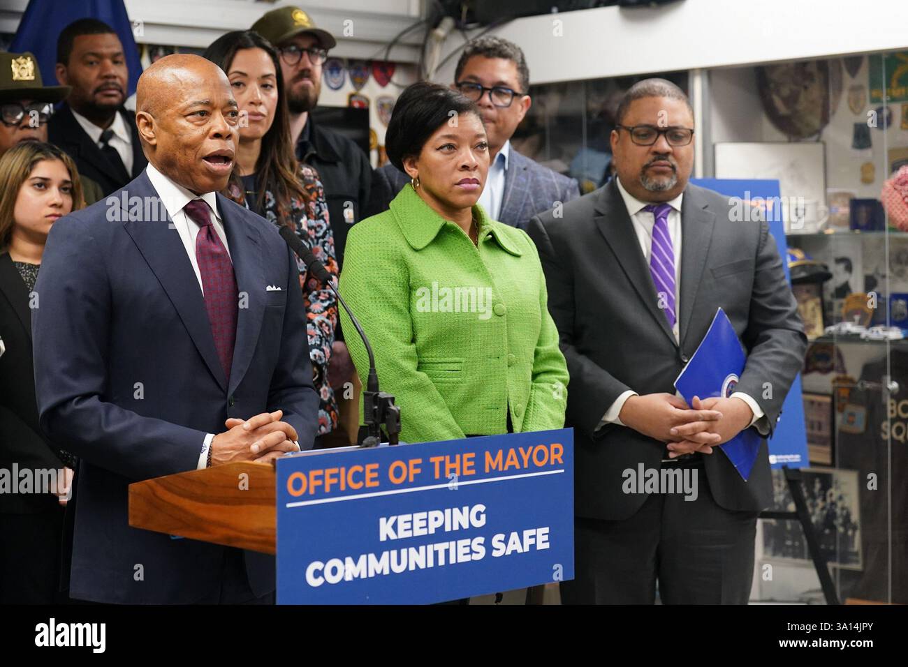 Ny. 06th Mar, 2025. Mayor Eric Adams, Alvin Bragg at the press ...