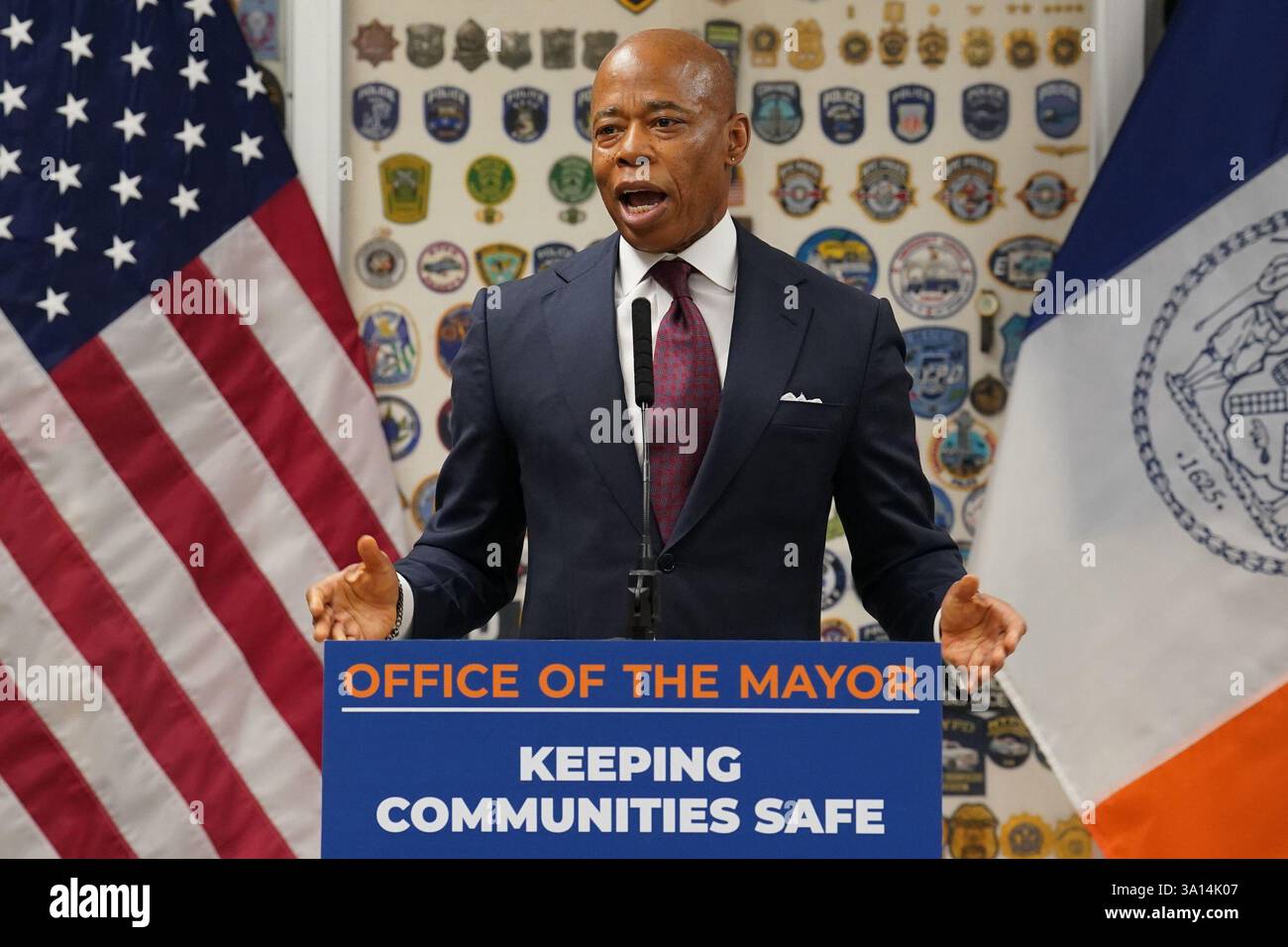 Ny. 06th Mar, 2025. Mayor Eric Adams at the press conference for Mayor ...