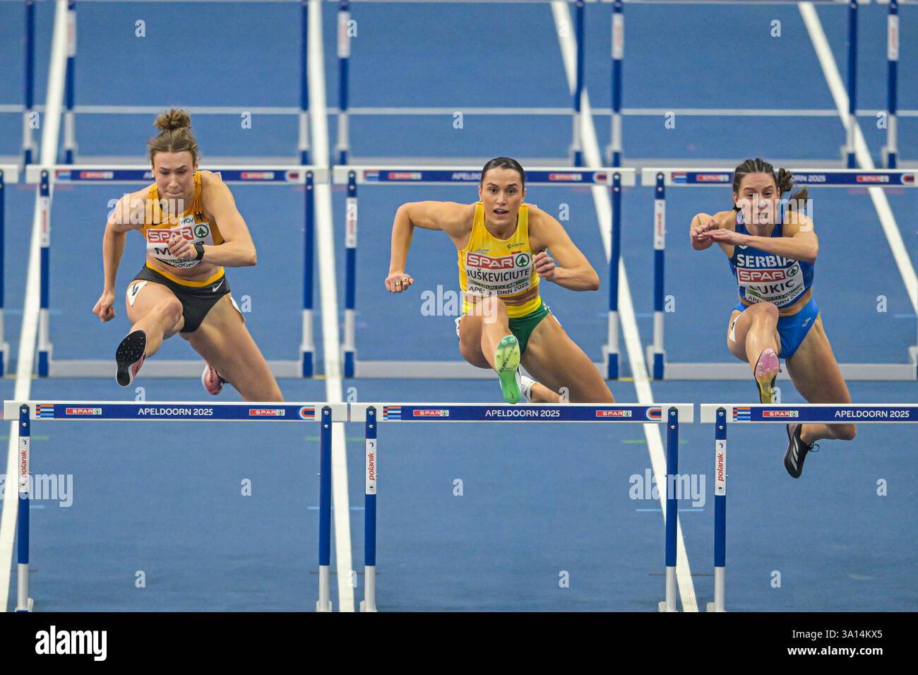 APELDOORN, NETHERLANDS - MARCH 6: Marlene Meier of Germany, Beatrice Juskeviciute of Lithuania ...