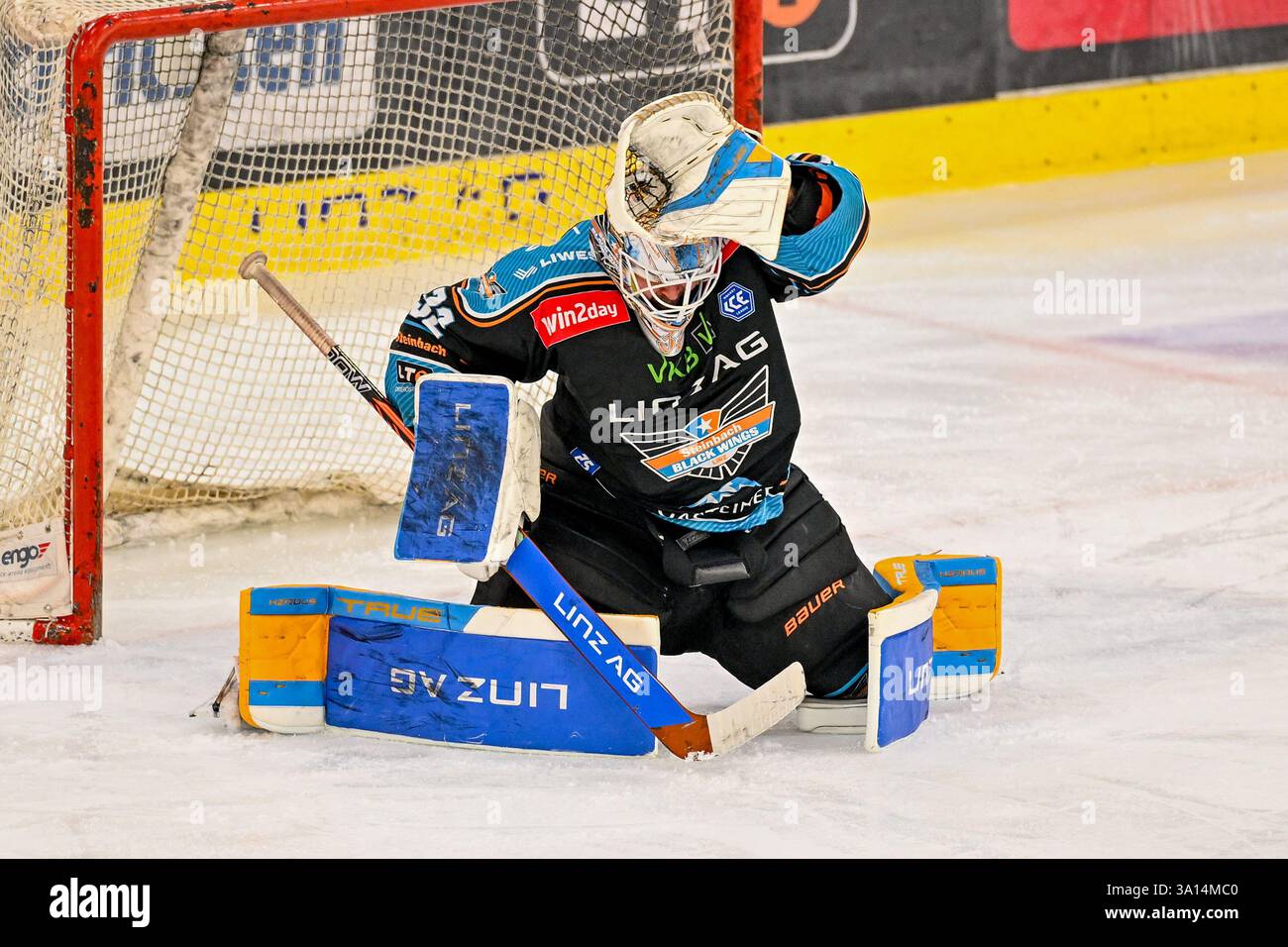 Linz, Austria. 06th Mar, 2025. LINZ, AUSTRIA -MARCH 6: Rasmus Tirronen of Steinbach Black Wings ...