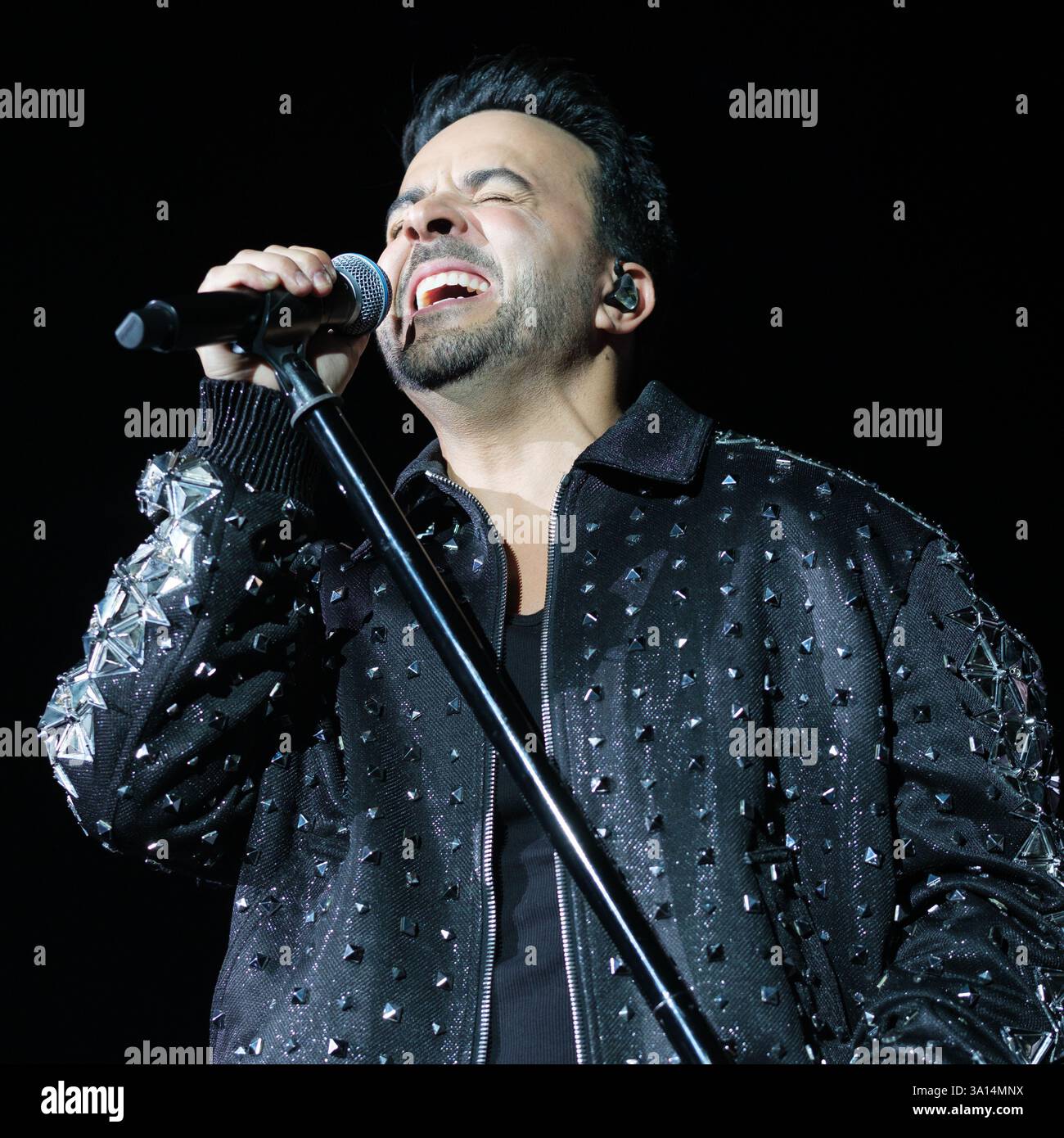 Singer Luis Fonsi actua during his concert at the Movistar Arena on ...