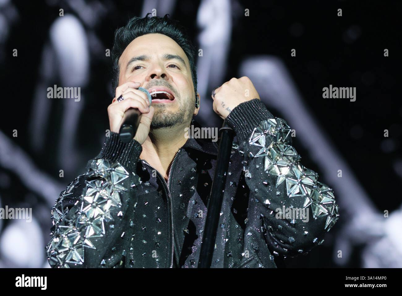 Singer Luis Fonsi actua during his concert at the Movistar Arena on ...