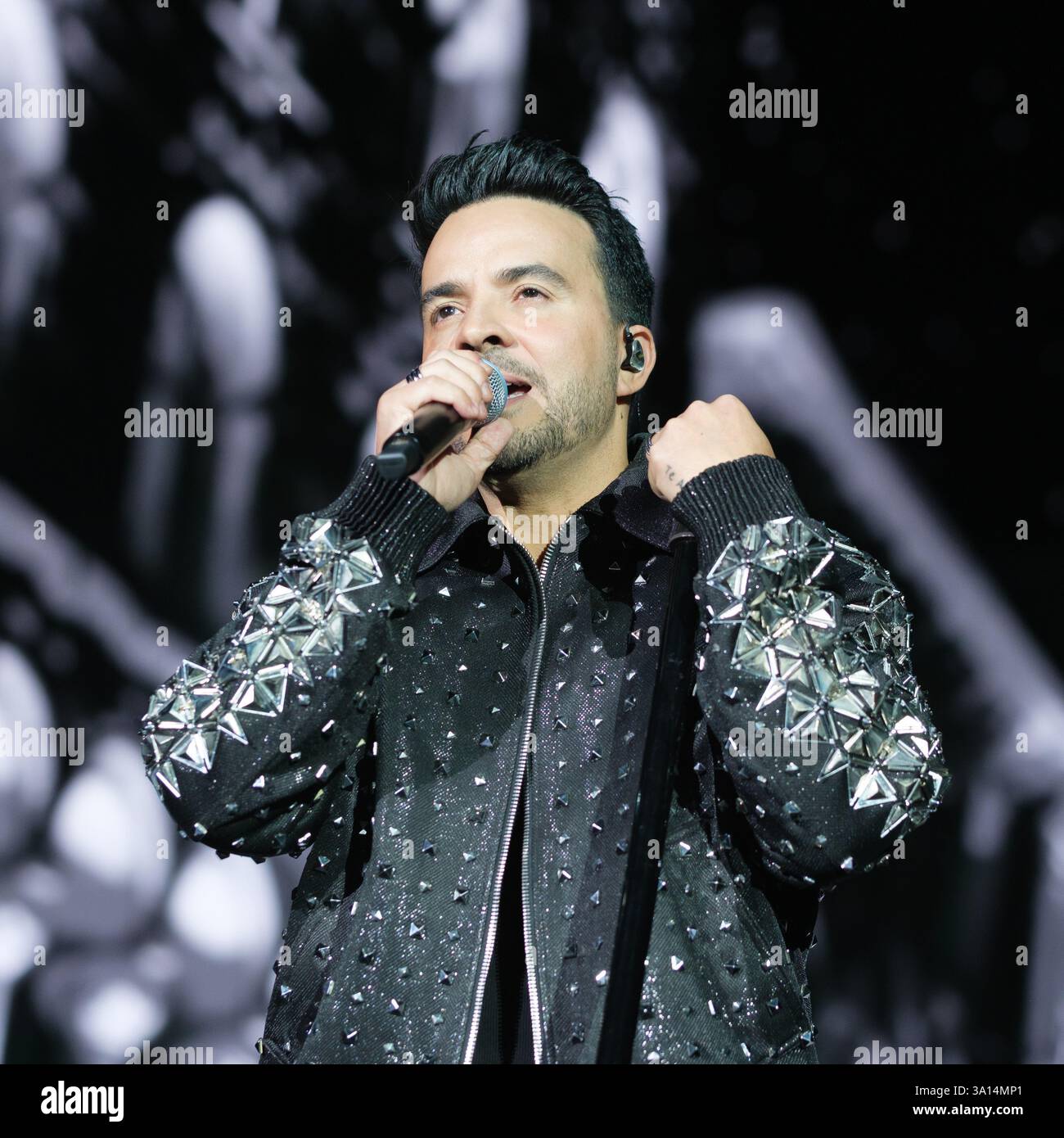 Singer Luis Fonsi actua during his concert at the Movistar Arena on ...