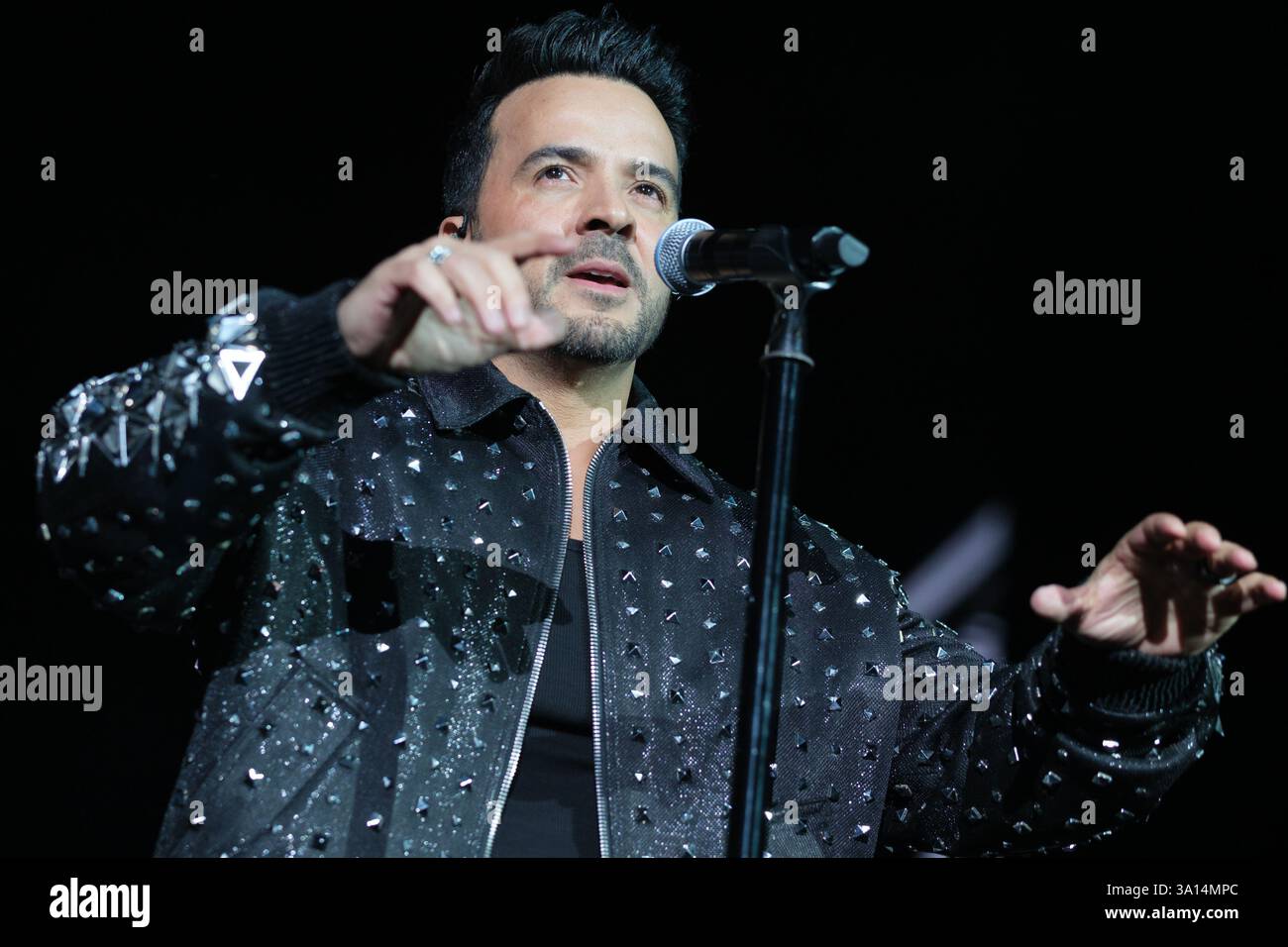 Singer Luis Fonsi actua during his concert at the Movistar Arena on ...