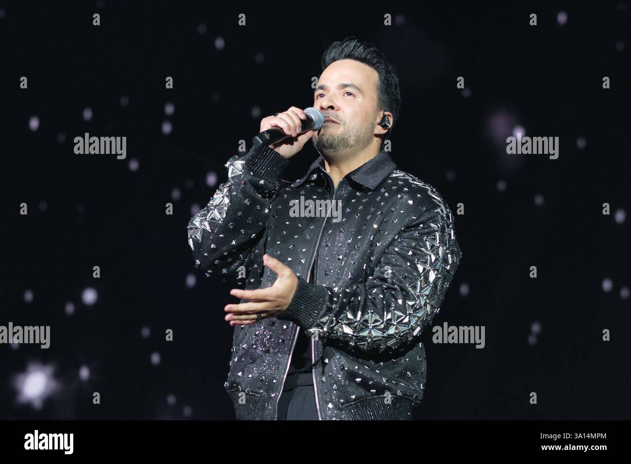 Singer Luis Fonsi actua during his concert at the Movistar Arena on ...